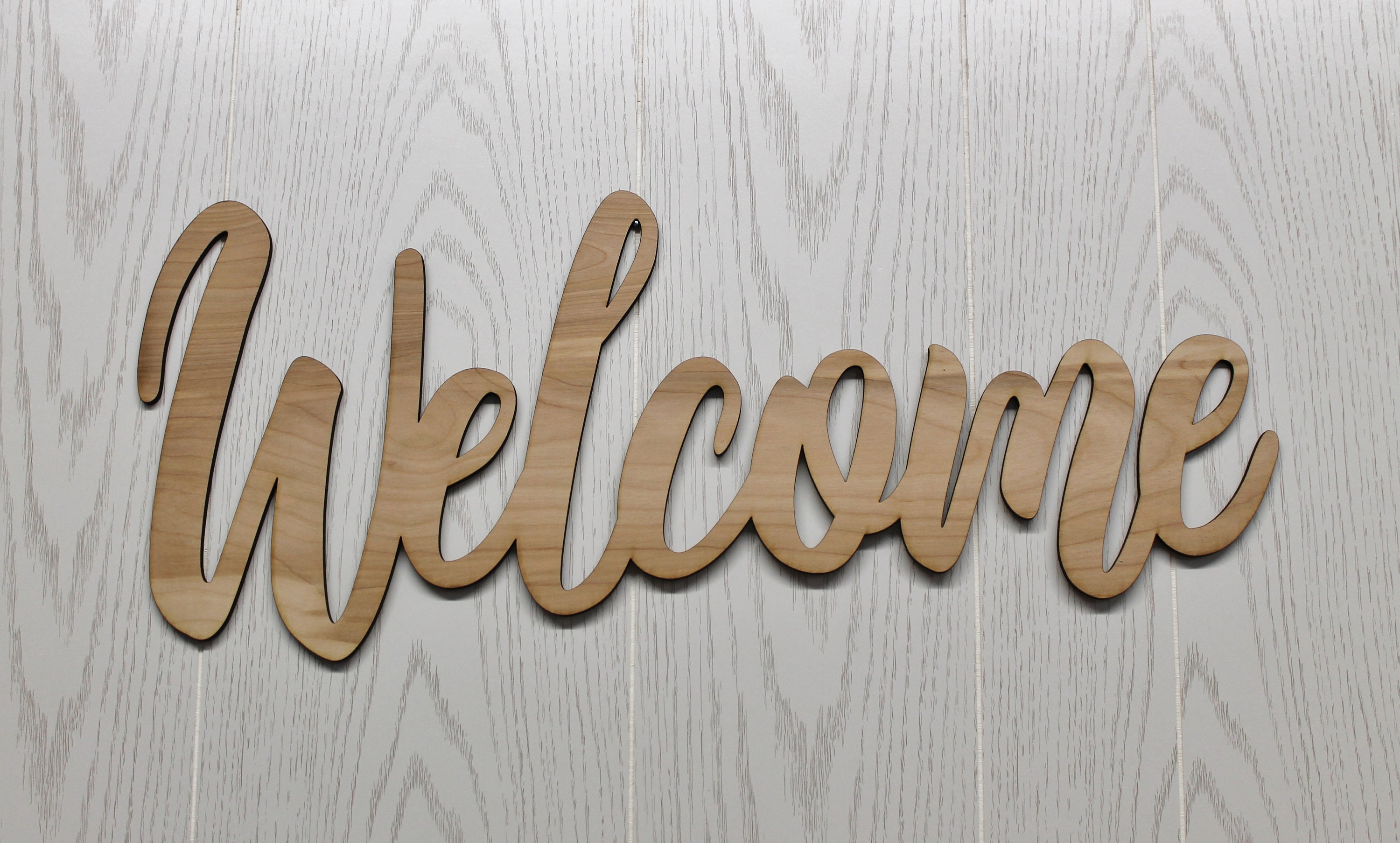 Welcome Wood Cutout Large Welcome Script Sign Wooden Sign | Etsy