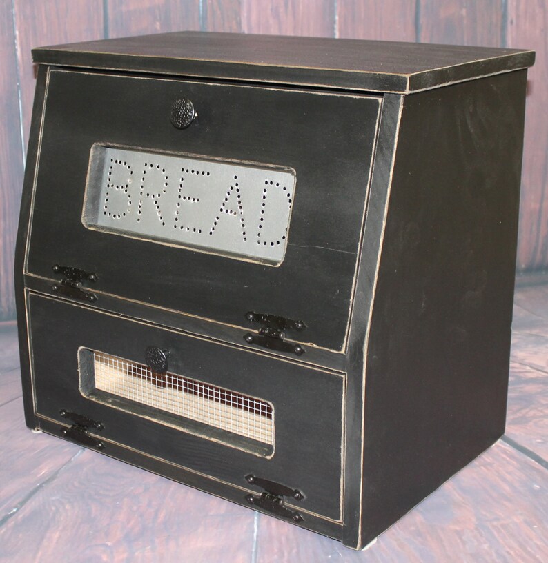 Bread Box Rustic Black Farmhouse Vegetable Bin wooden | Etsy