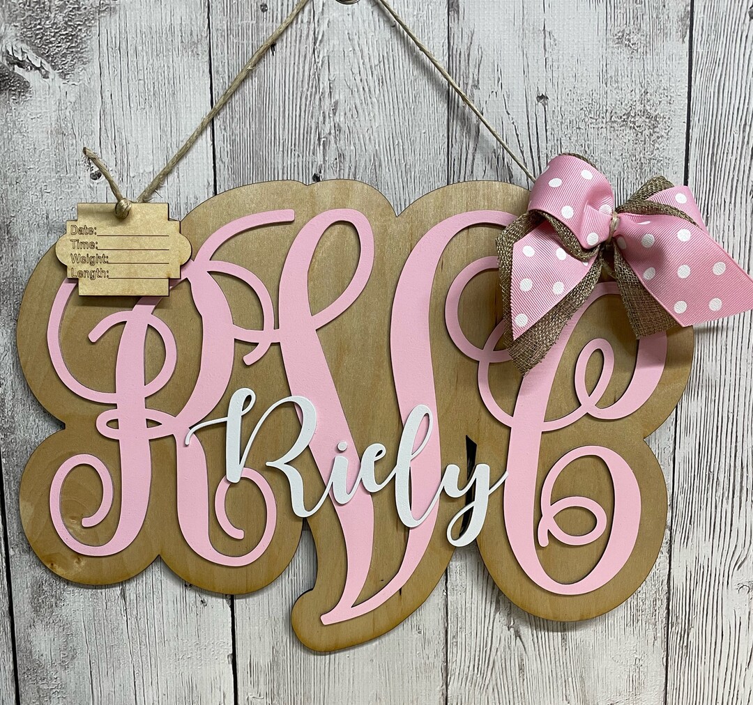Baby Girl or Boy Hospital Birth Stat Sign Door Hanger Newborn Door ...