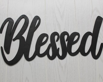 Wood Blessed Sign for Wall Decor Large Blessed Word Sign Thanksgiving ...