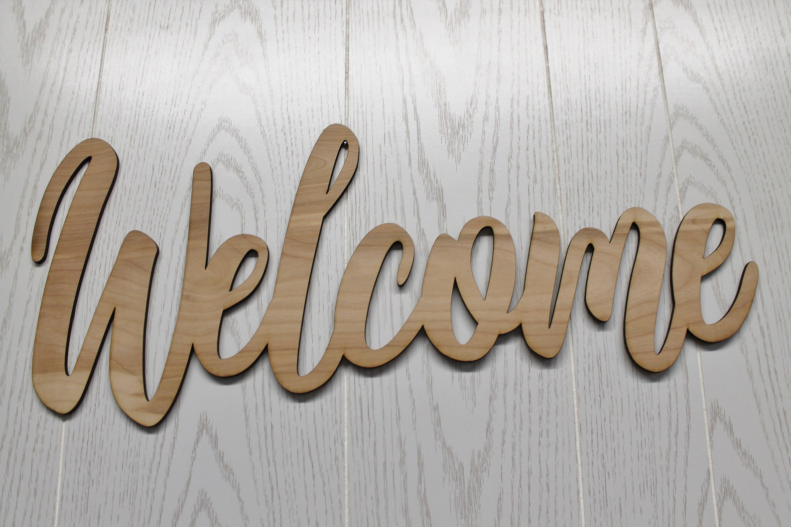 Welcome Wood Cutout Large Welcome Script Sign Wooden Sign | Etsy