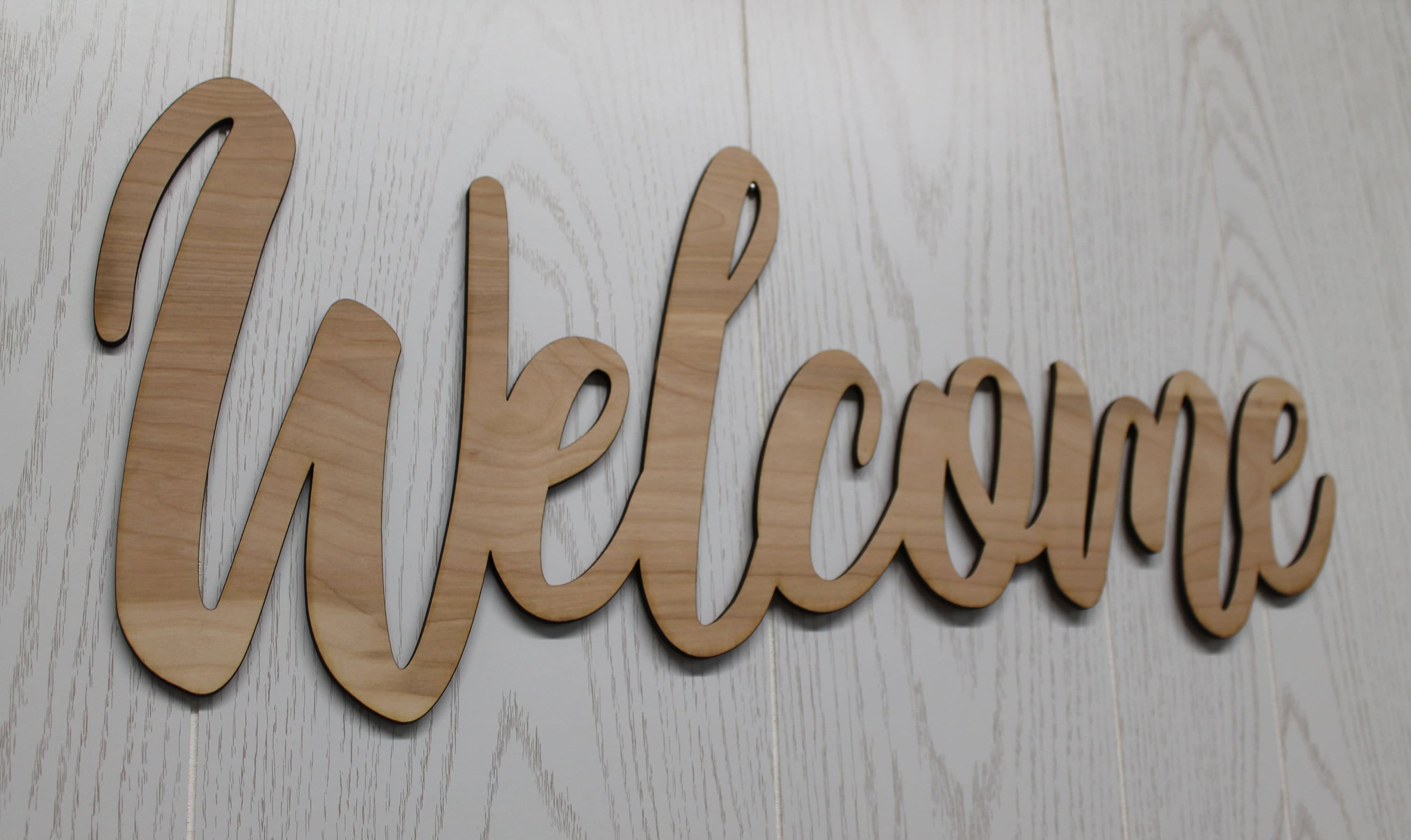 Welcome Wood Cutout Large Welcome Script Sign Wooden Sign | Etsy