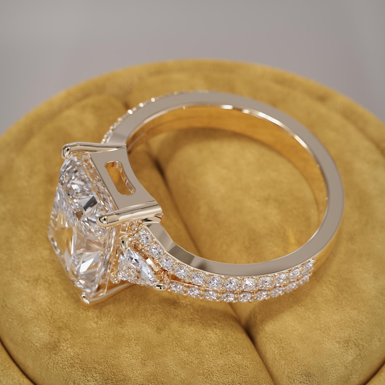 5 Carat Radiant Cut Lab Grown Diamond Ring - Fancy Trilogy Elongated ...