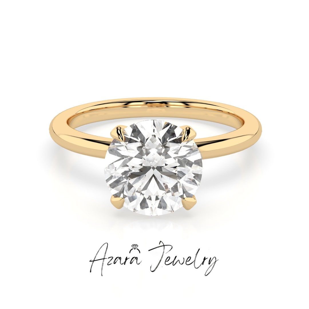 1-3 Carat Lab Grown VS Diamond Ring - Round Cut Engagement Ring - 14k ...
