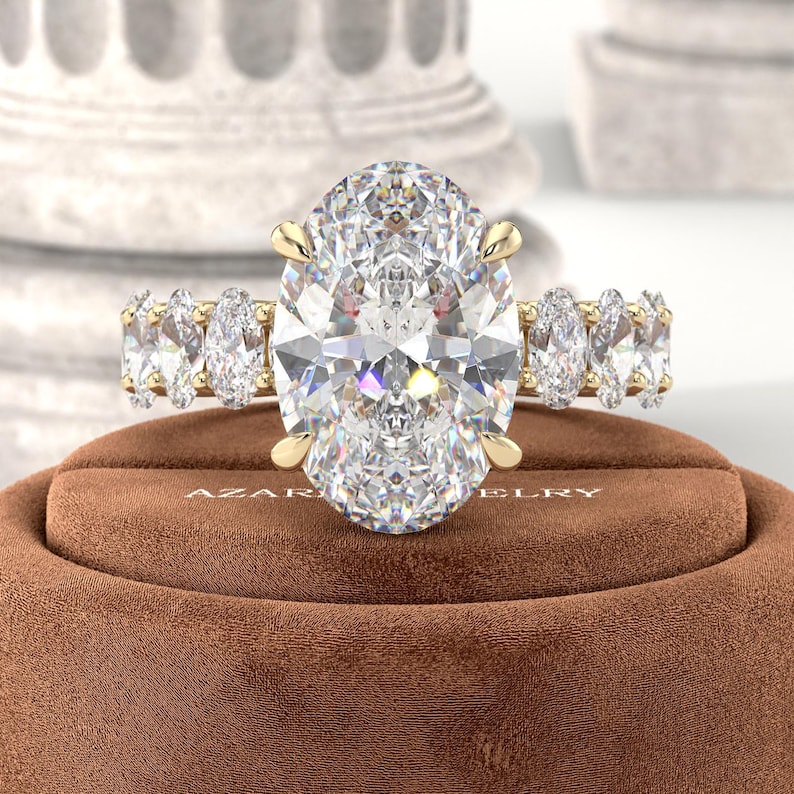 5 Carat Oval Lab Grown Diamond Ring - Large Fancy Brilliant Diamond- 7 ...