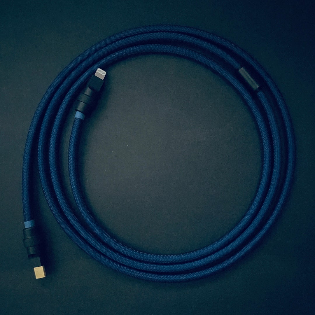 Personalized Charging Cable navy Blue Hand-woven Charging Cable Custom ...