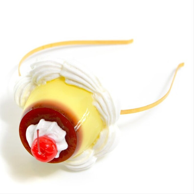 RESTOCK: Egg Pudding Headband, Fake Food Hair Accessory, Handmade, Made ...