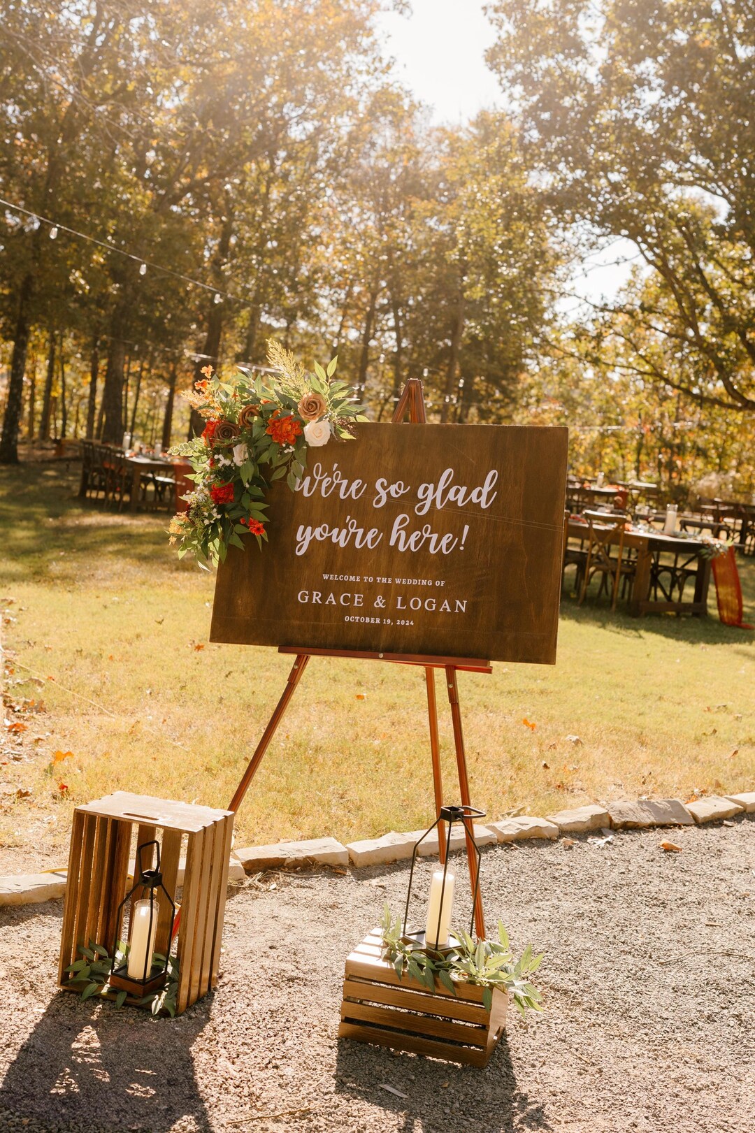 Wooden Wedding Welcome Sign With Floral Swag Welcome Sign Flower Rustic ...