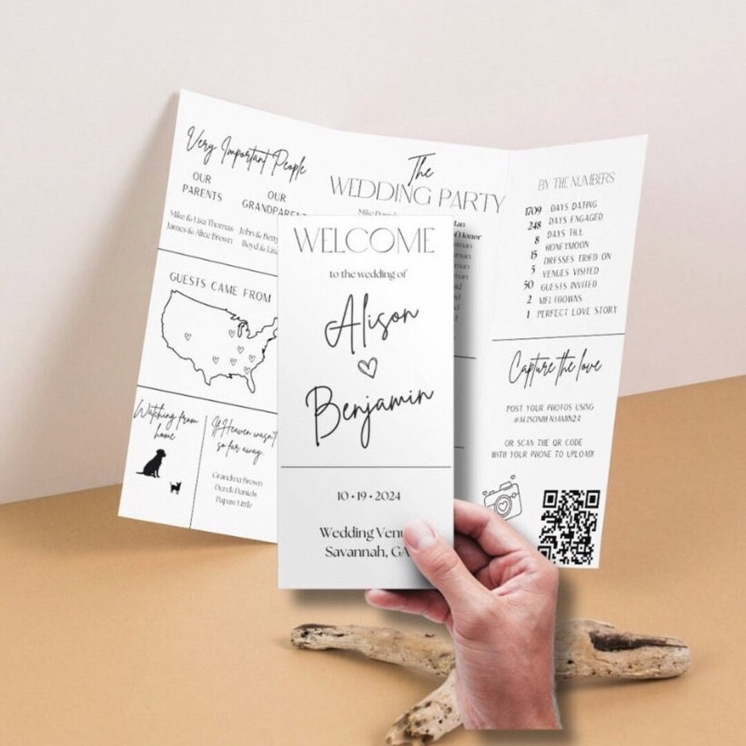 Trifold Wedding Program Template With Seating Chart Infographic Wedding ...