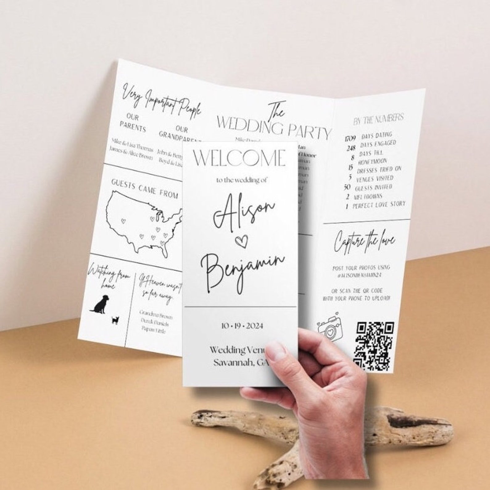 Trifold Wedding Program Template With Seating Chart Infographic Wedding ...