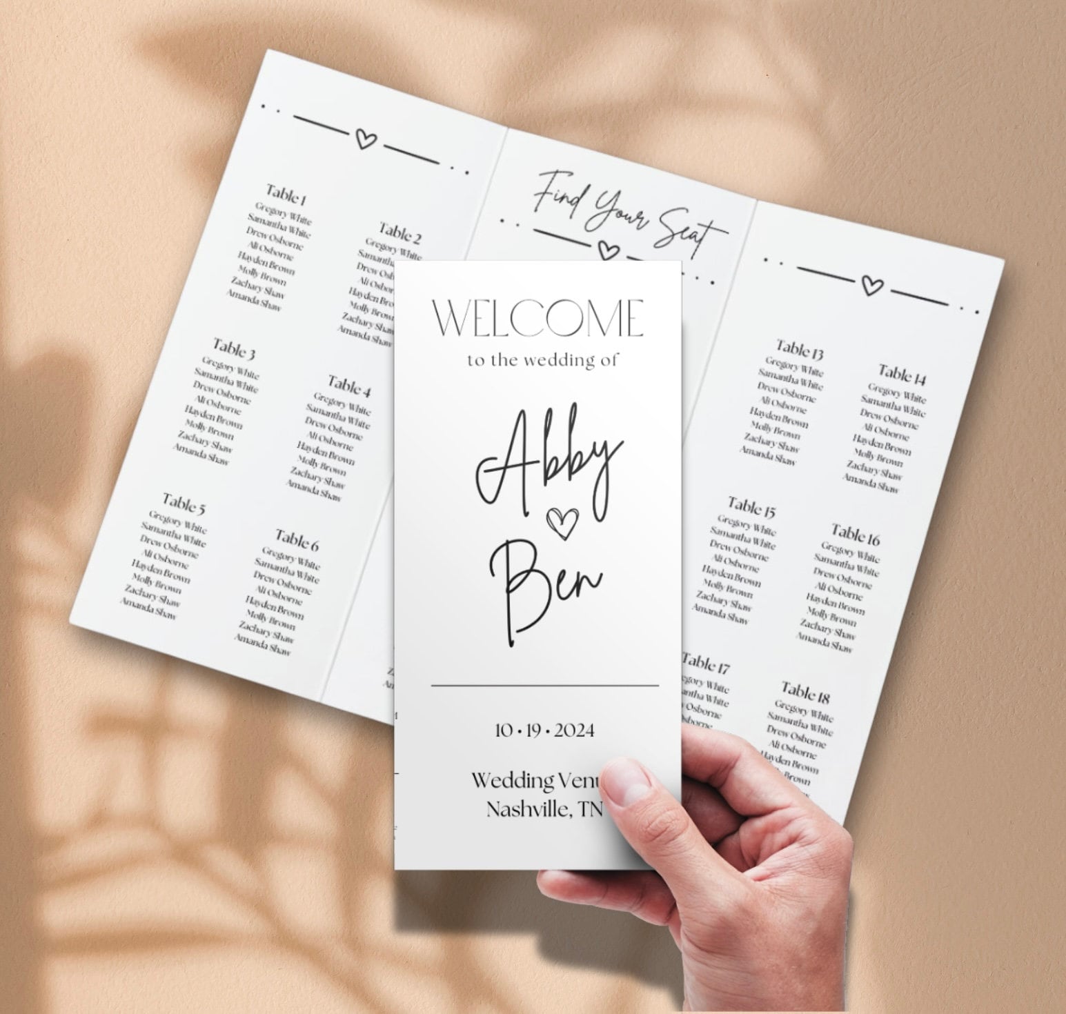 Trifold Wedding Program Template With Seating Chart Infographic Wedding ...
