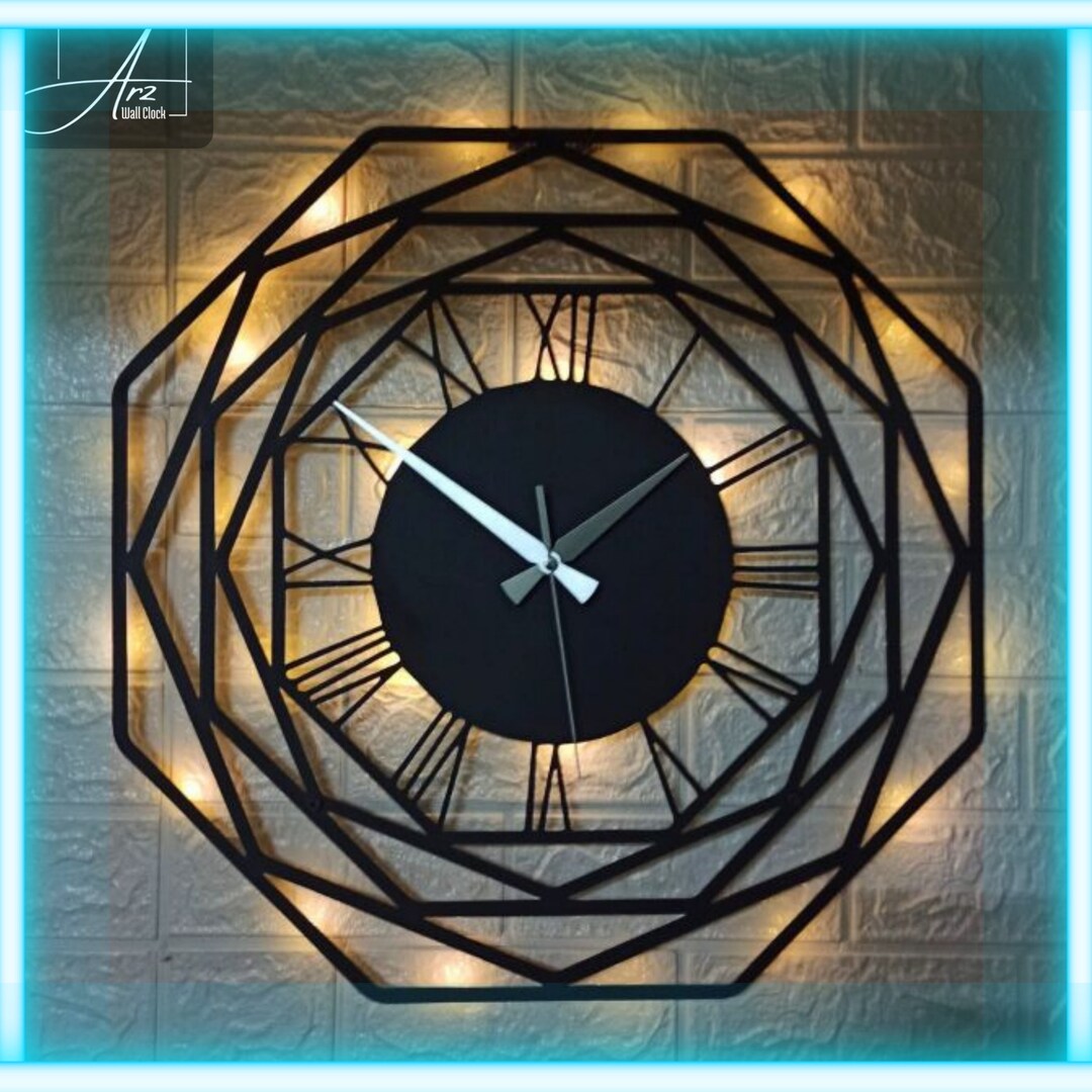 Octagon Metal Wall Clock,metal Wall Art, Metal Decor,large Wall Clock ...