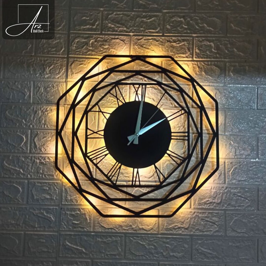 Octagon Large Wall Clock, Metal Modern Wall Clock, Octagon Clock ...
