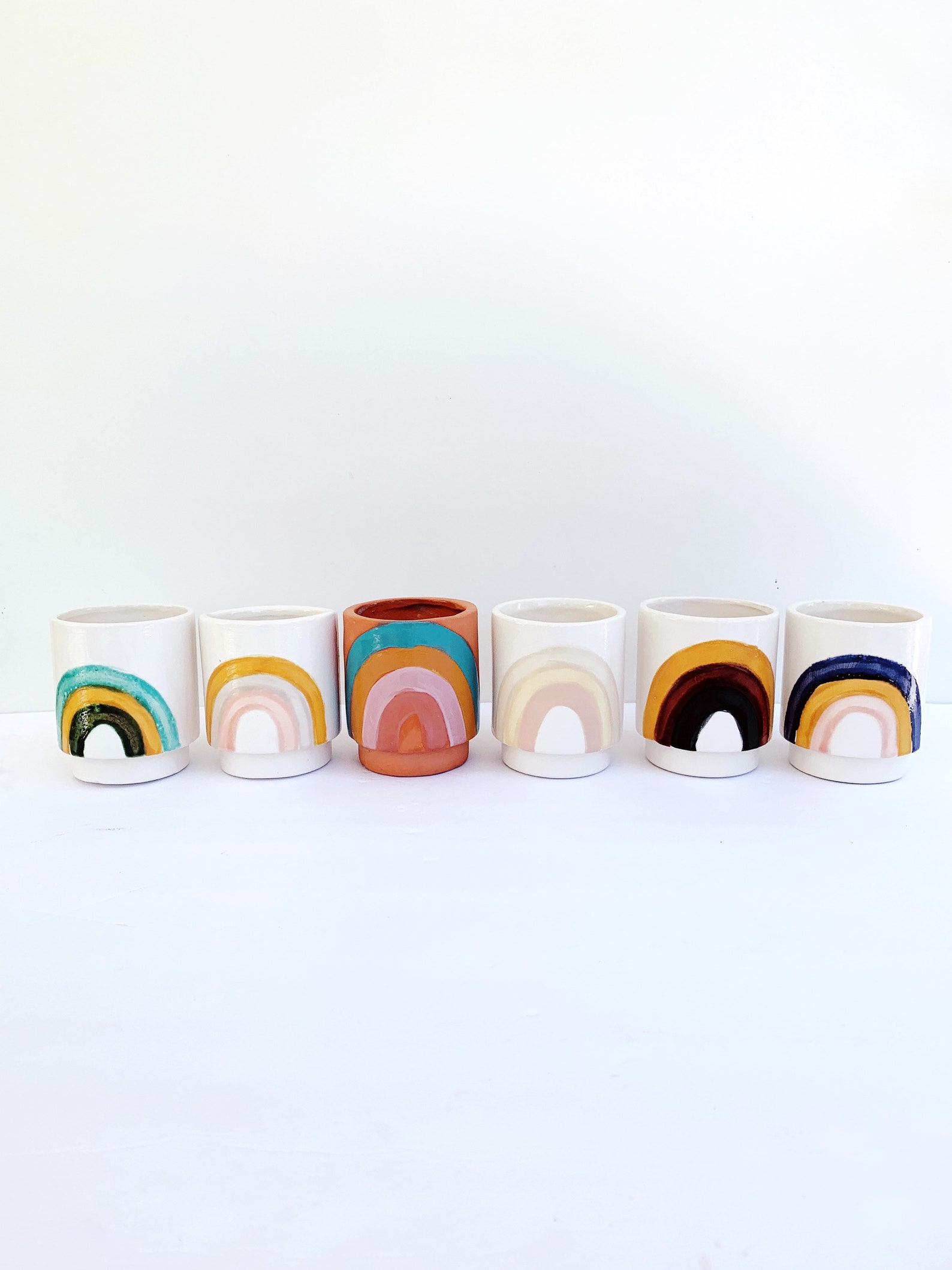 Rainbow Ceramic Planters Pots - Etsy