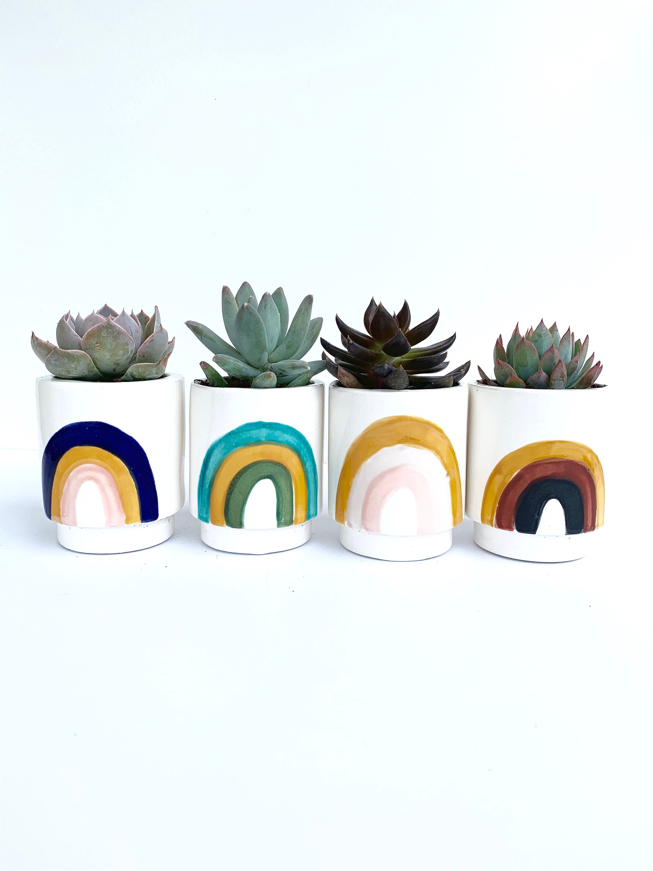 Rainbow Ceramic Planters Pots | Etsy