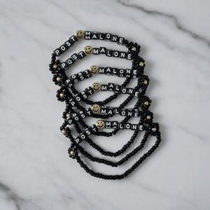 Custom Beaded | Post Malone | Black | Gold | Daisy | Bracelet ...