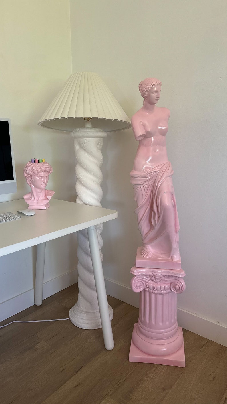 Handcrafted Venus Aphrodite Sculpture on Greek Column Candy Pink Gloss ...