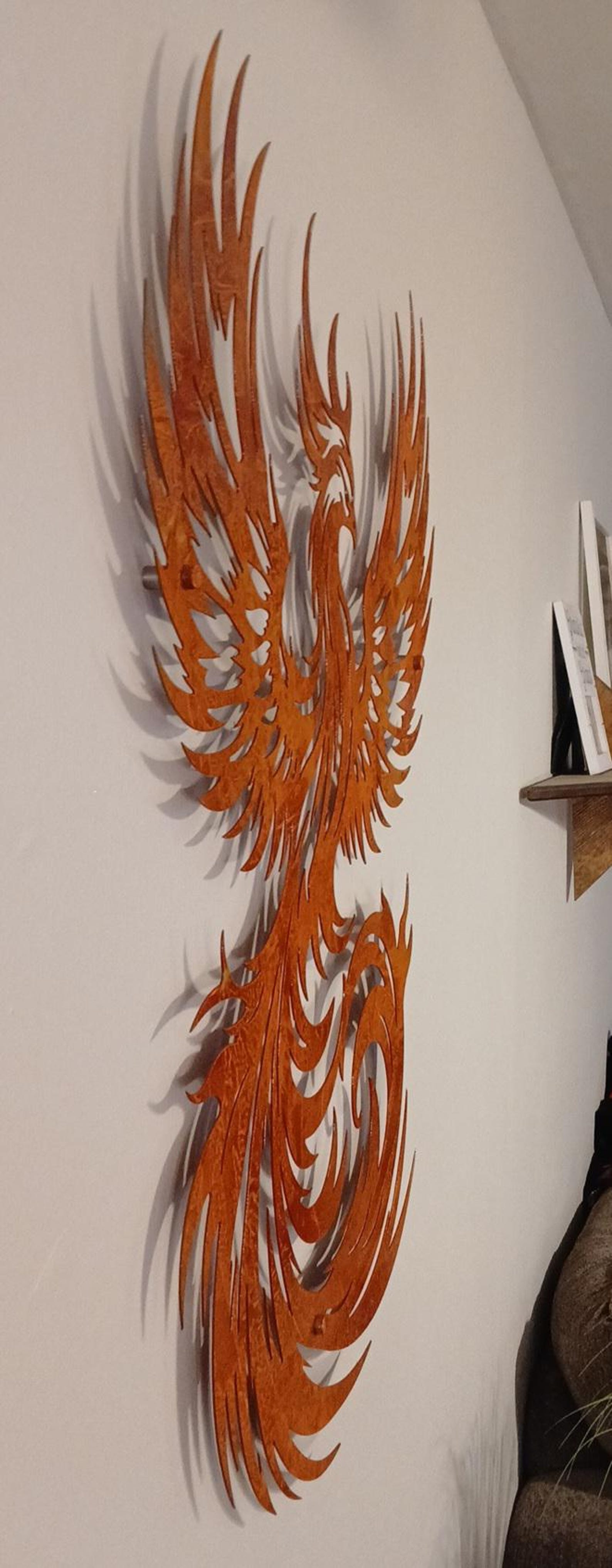 Phoenix Rising From the Ashes in Flames. Metal Wall Art. Custom Flame ...