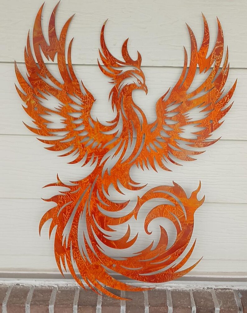 Phoenix Rising From the Ashes in Flames. Metal Wall Art. Custom Flame ...
