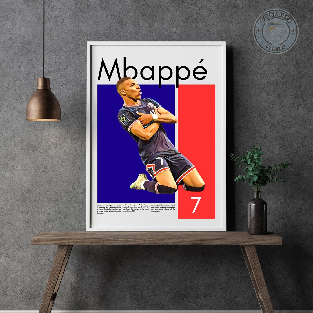 Kylian Mbappé Digital Wall Art Poster Soccer Gift for Him Birthday ...