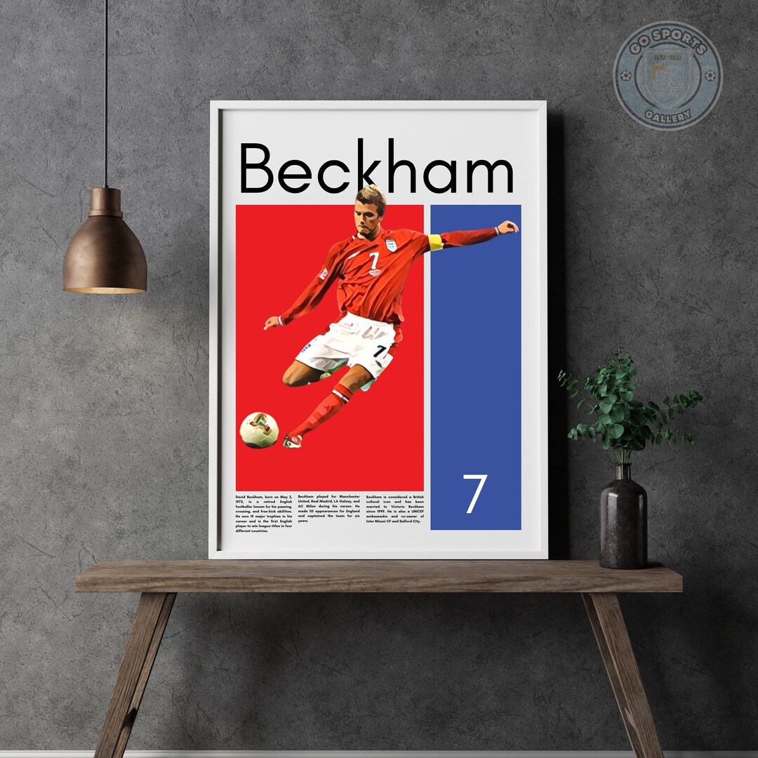 David Beckham Digital Wall Art Poster Soccer Gift for Him Birthday ...