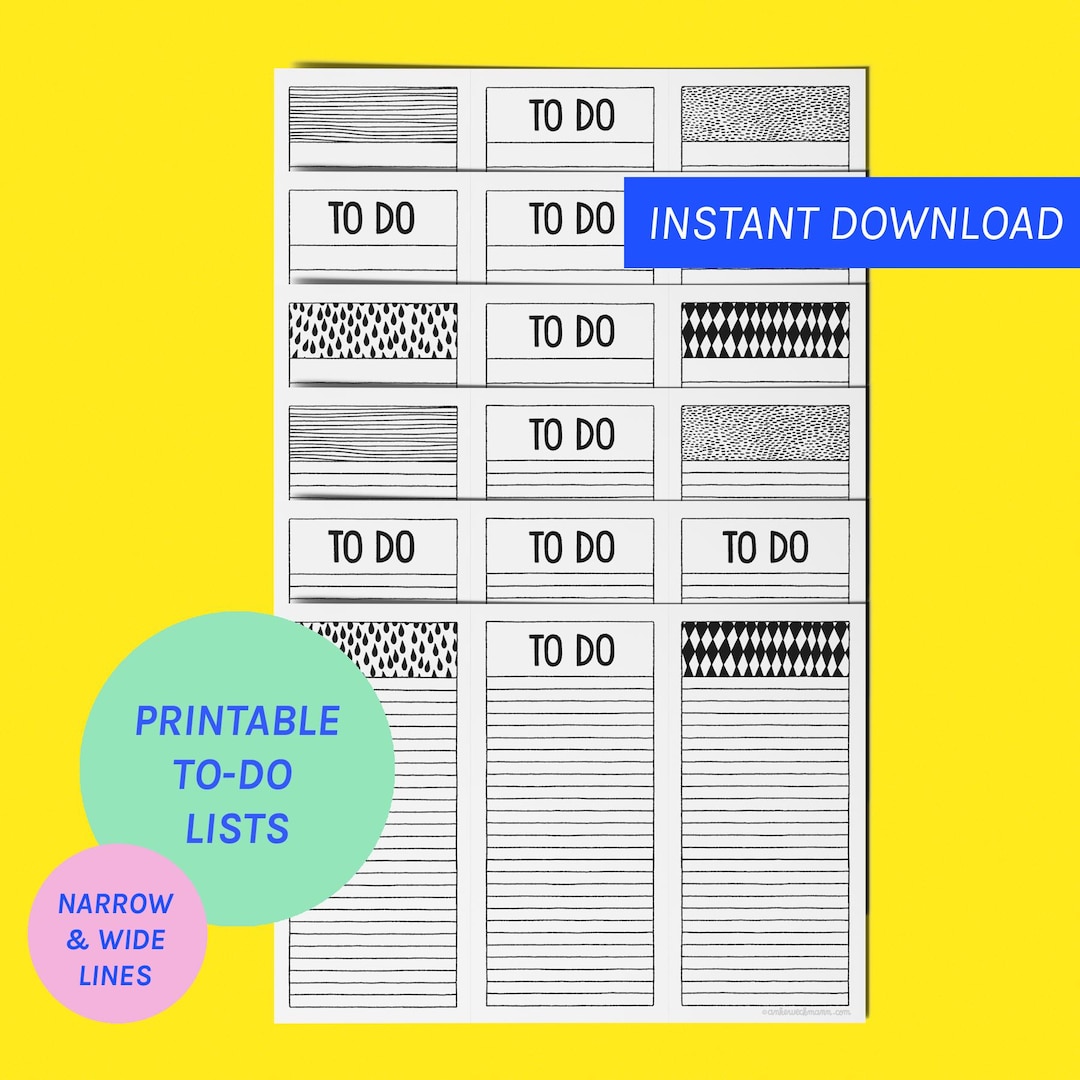 Printable to Do Lists Instant Download to Do Templates Three Designs ...