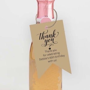 Thank You Mini Champagne Bottle Tags, Baby Shower Bottle Favor Tags ...