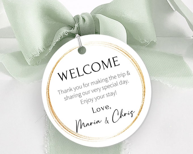 Round Welcome Tag, Newlywed Tags for Gift Gable Box - Etsy