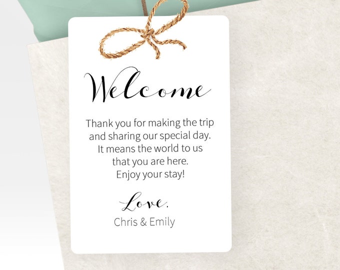 Printed Wedding Guests Hotel Welcome Bag Tags, Personalized Favor Tags ...