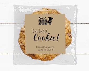One Smart Cookie Favor Sticker, Minimalist Sticker, Graduation Favor ...