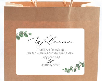 Welcome Bag Stickers, Gold Frame Stickers for Hotel Wedding Guest Gift ...