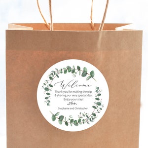 Hotel Welcome Bag Stickers, Greenery Stickers for Wedding Guest Gift ...