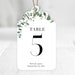 Greenery Table Numbers Tags, Personalized Eucalyptus Table Numbers ...