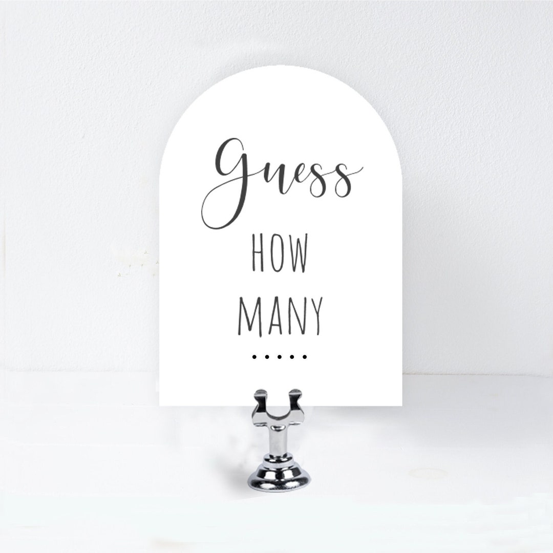 Guessing Game Sign and Sign Stand, Minimalist Bridal Shower Guess How ...