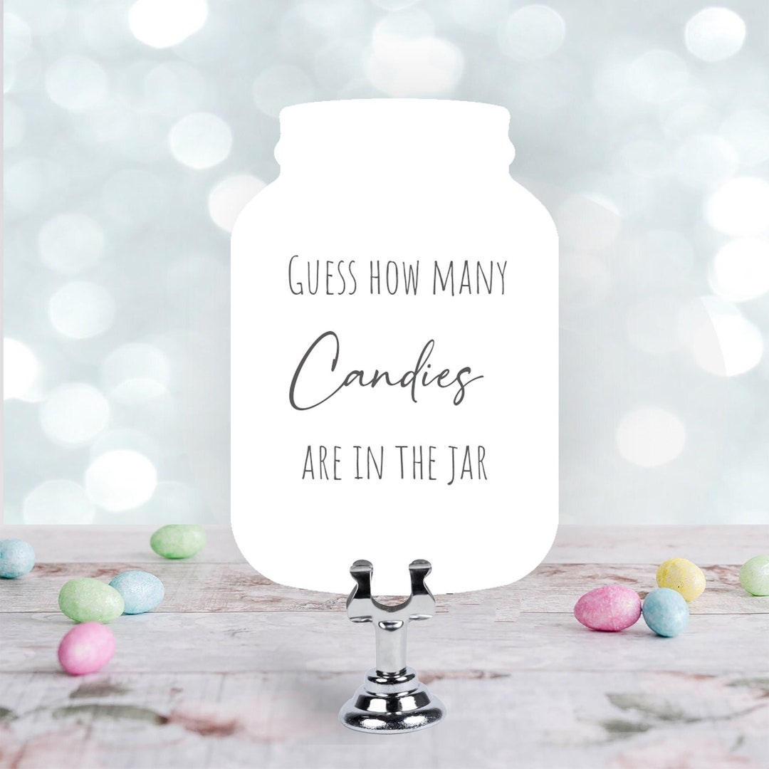 Guess How Many Candies in the Jar and Sign Stand, Bridal Shower Game Sign, Baby Shower Guess ...