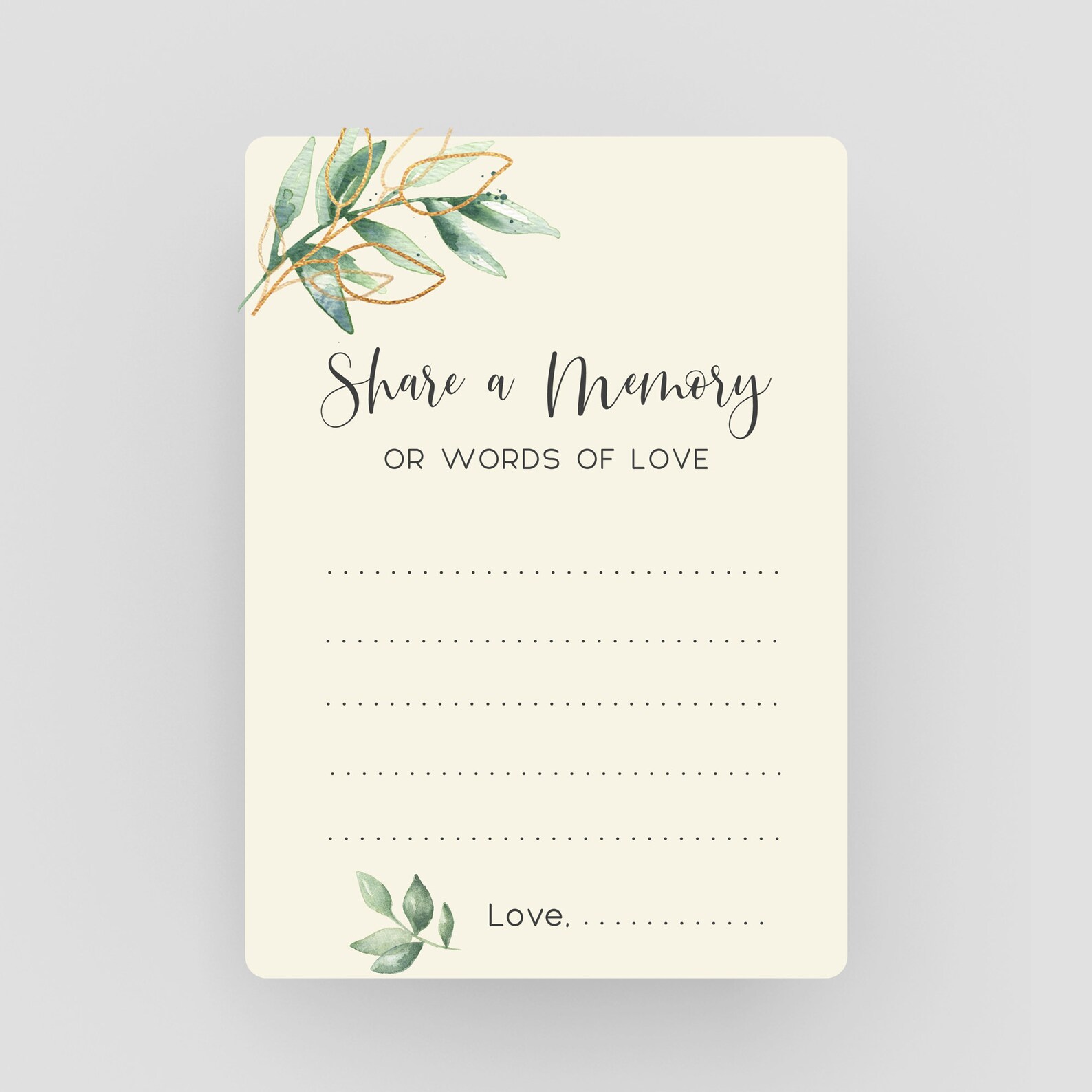 Share a Memory Cards for Celebration of Life, Memorial Service Cards ...