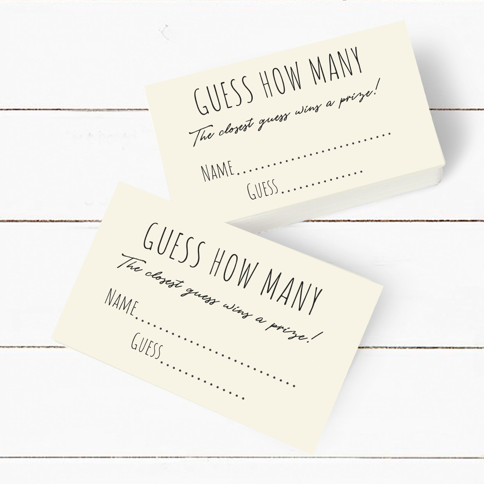 Guess How Many Cards, Win a Prize Tickets - Etsy