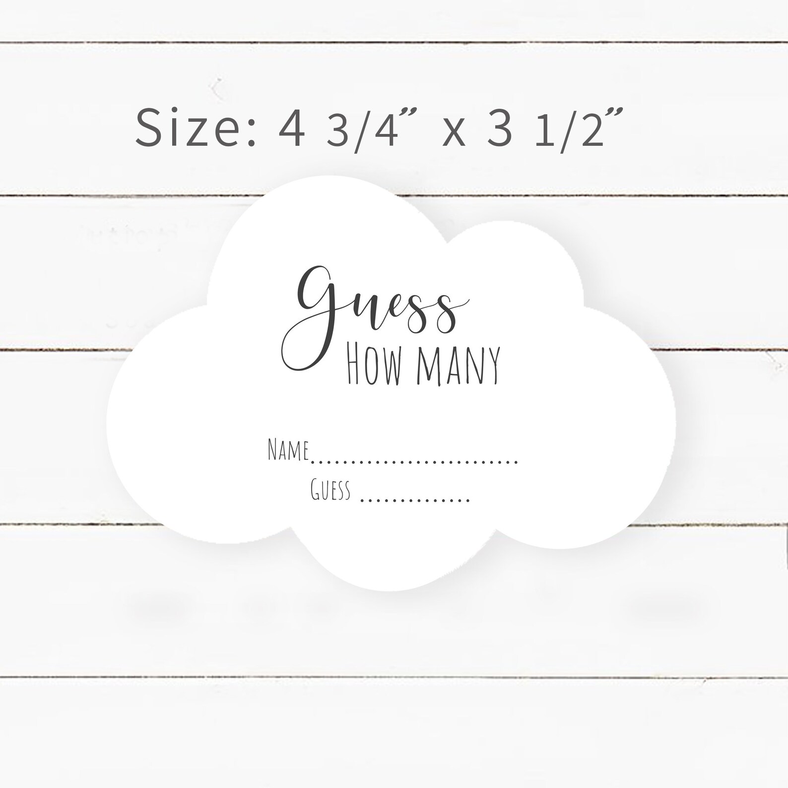 Baby Shower Guess How Many Cards Guessing Game Cards - Etsy