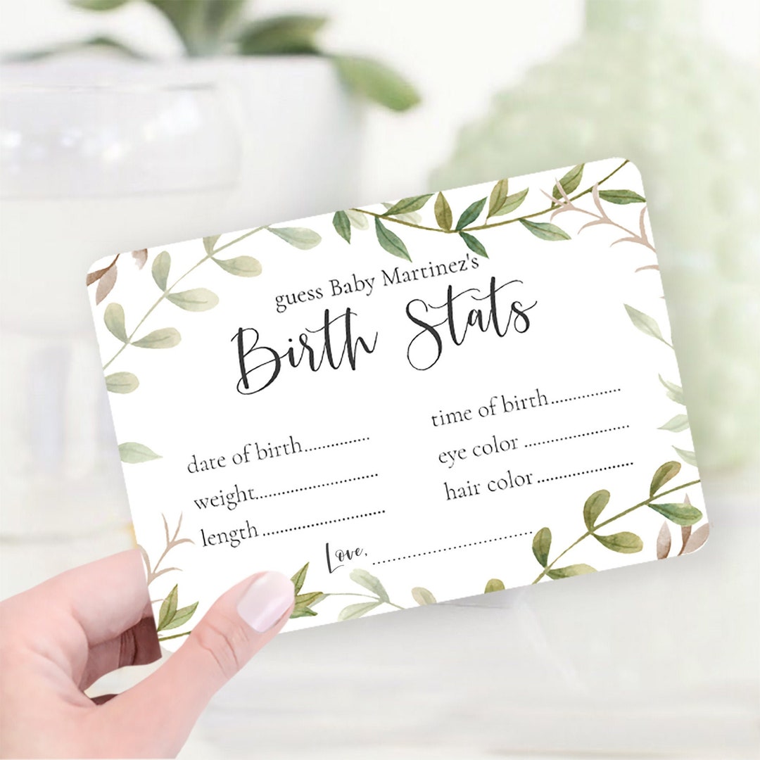 Personalized Guess the Baby Stats Cards for Baby Shower - Etsy