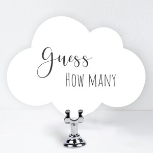 Guess How Many Sign and Sign Stand, Cloud Sign for Baby Shower Guess ...