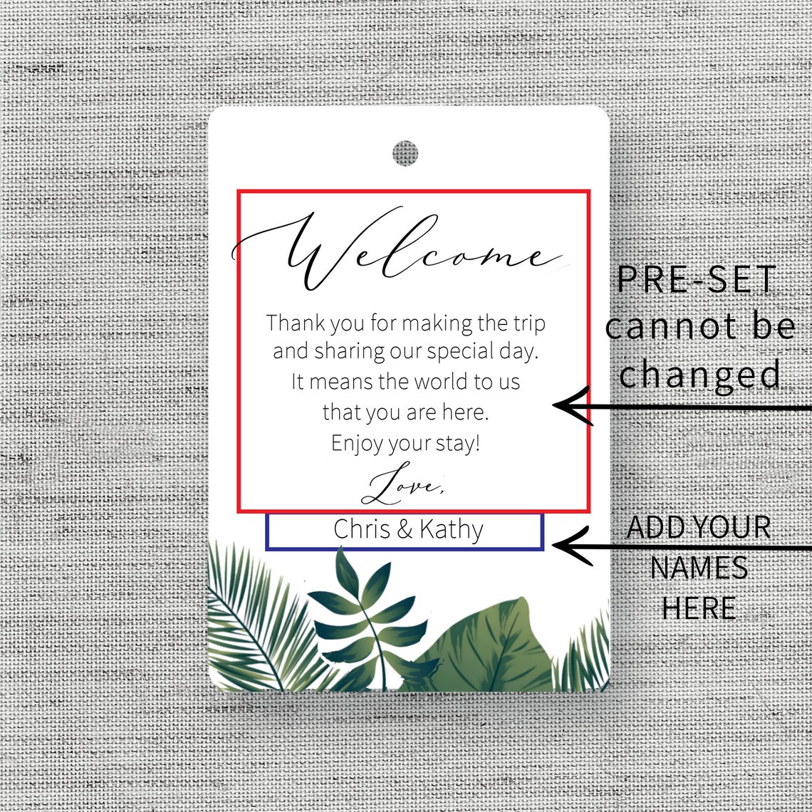 Personalized Welcome Bag Tag Tropical Tags for Hotel Wedding - Etsy