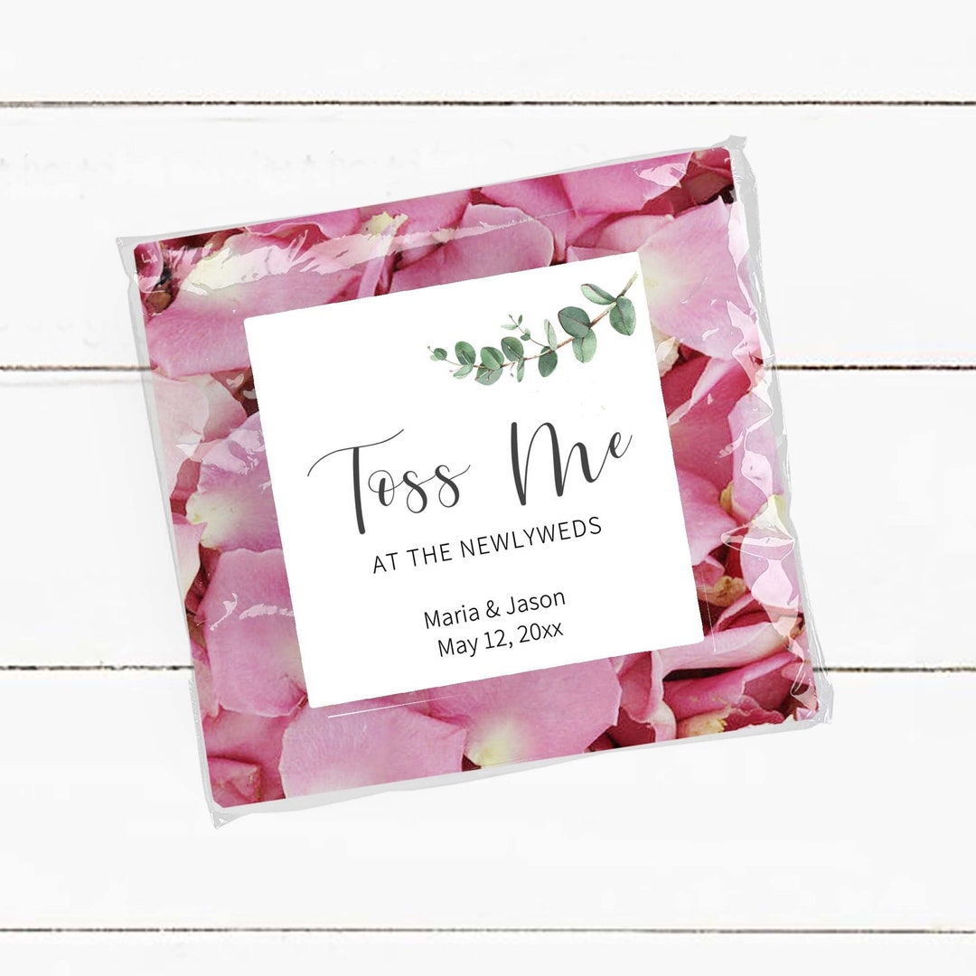 Wedding Reception Exit Toss Stickers and Bags, Toss Me at Newlyweds ...