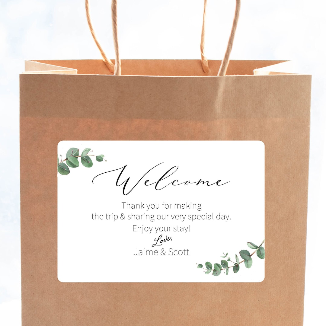 Welcome Bag Stickers, Greenery Stickers for Hotel Wedding Guest Gift ...