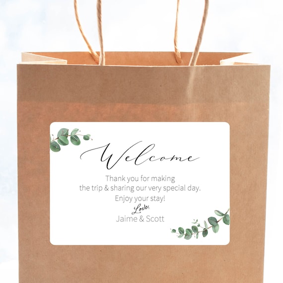 Welcome Bag Stickers Greenery Stickers for Hotel Wedding - Etsy