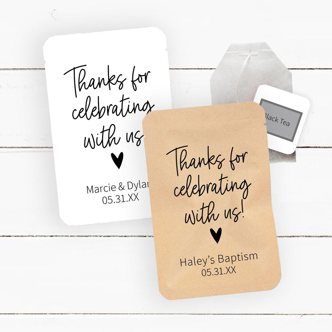 Thank You Tea Bag Favor, Tea Party Celebration, English Black Tea - Etsy