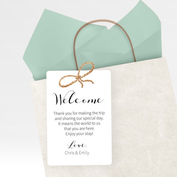 Printed Wedding Guests Hotel Welcome Bag Tags Personalized | Etsy