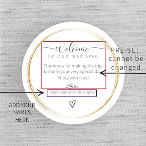 Round Welcome Bag Stickers, Wedding Guest Gift Bags Stickers, Welcome ...