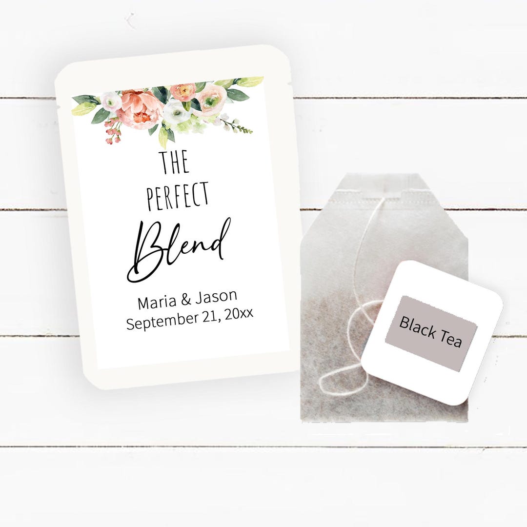 The Perfect Blend Tea Bag Favor, Floral Wedding Favor Tea Gift, Bridal ...
