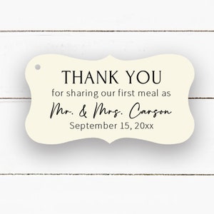 Thank You for Sharing Our First Meal Tags, Wedding Dinner Favor Tags - Etsy
