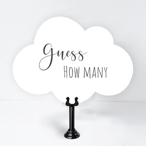 Guess How Many Sign and Sign Stand, Cloud Sign for Baby Shower Guess ...